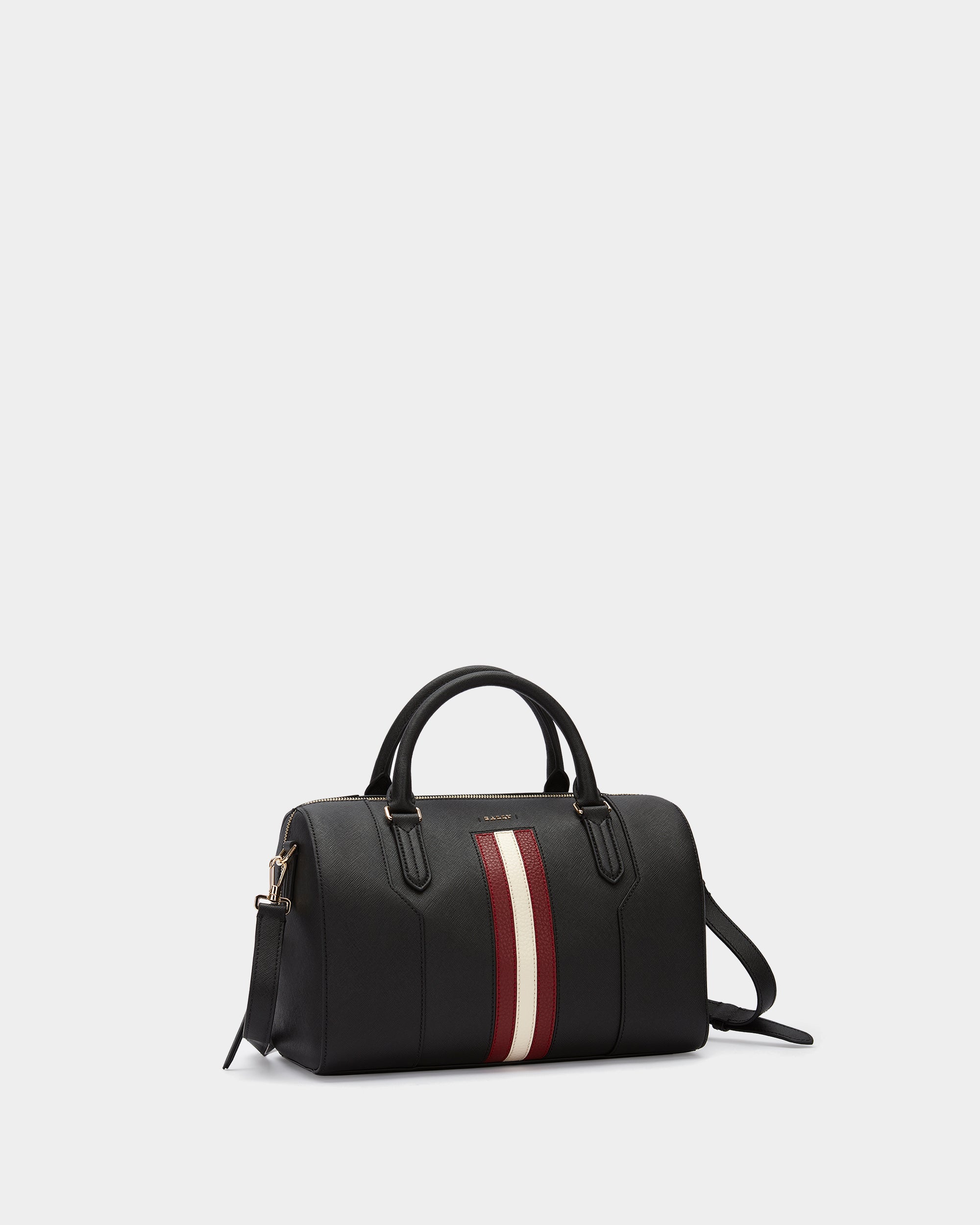 Bally Selene Bowling Bag in Black Embossed Leather With a Bally Ribbon ...