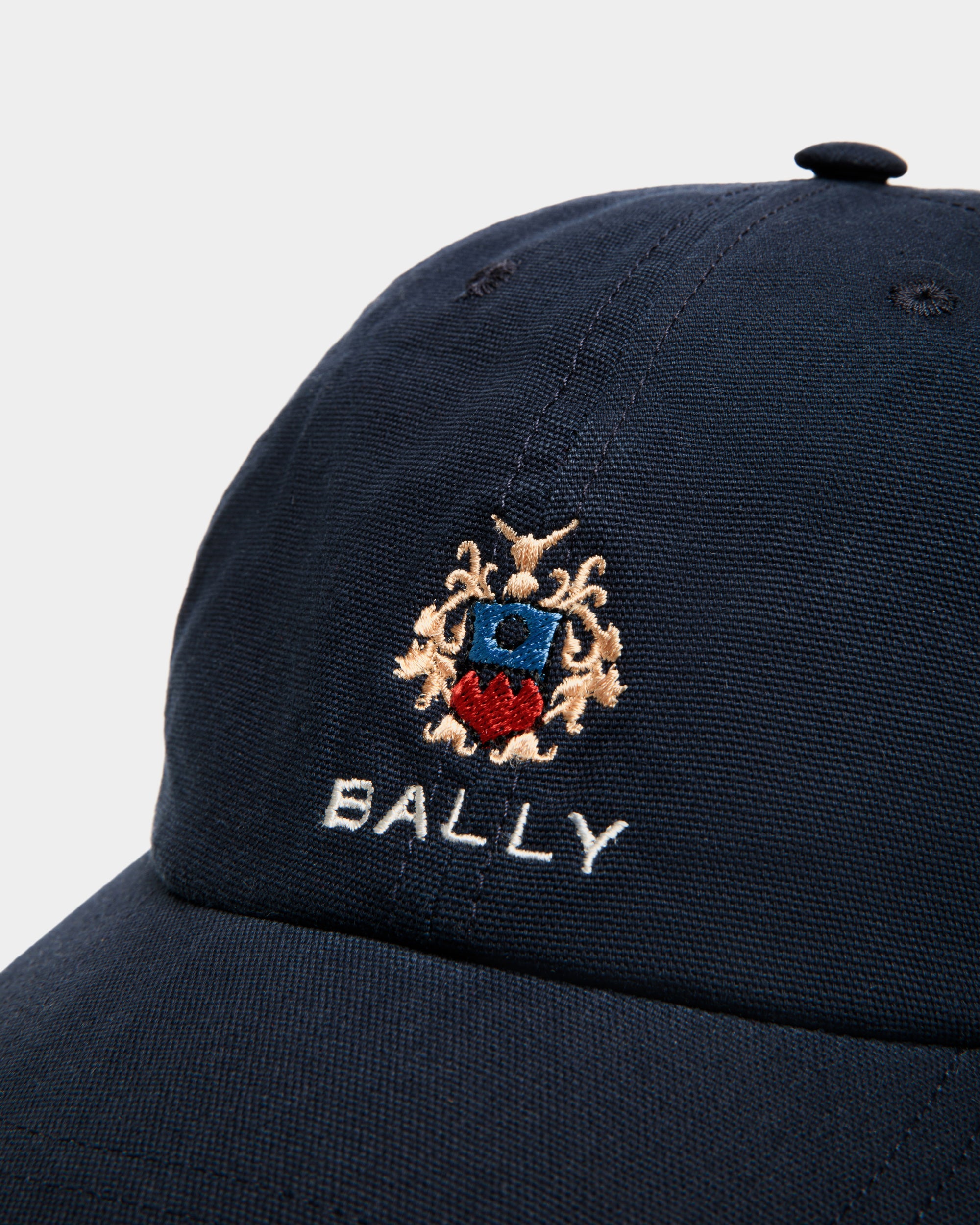 Bally Men's Baseball Hat With a Bally Crest Logo In Navy Blue Cotton ...